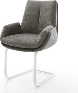 DELIFE Freischwinger Clea-Flex Boucl&eacute; Soft Schlamm Freischwinger flach Wei&szlig;, Esszimmerst&uuml;hle