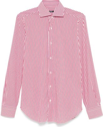 Barba Gestreiftes Hemd - Wei&szlig;