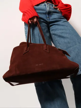 The Attico Womens Shoulder Bag La Passeggiata Suede Brown