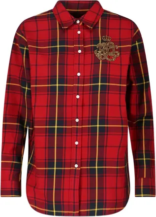 Lauren Ralph Lauren chemise ornée de perles à carreaux - Rouge