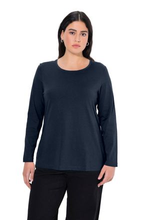 Ulla Popken Damen Langarm-shirt, Blauschwarz, 46-48 EU