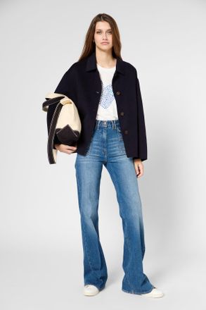 Gerard Darel Manteau court en laine fine - BAPTISTE - Marine