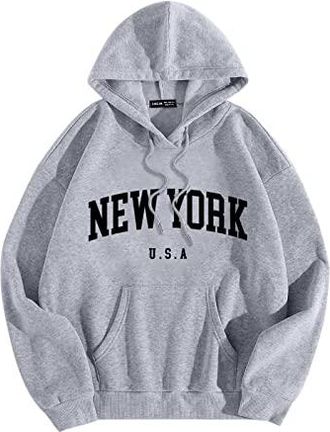 Generic Nouveaux sweats &agrave; capuche mignons New York USA pour hommes - Confortables avec cordon de serrage, graphiques, avec capuche - Sweats de mode pour unive