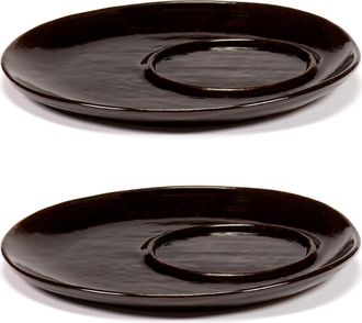 Serax Untertassen | La Mère Geschirr von Marie Michielssen | Kaffeetassen-Untersetzer 4er-Set in Dunkelbraun | Küchenutensilien für Heimdekoration, Kaffeeba