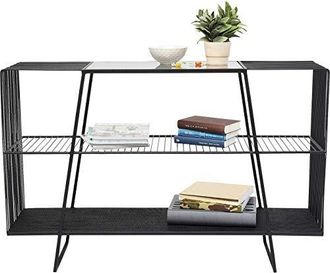 Kare Design Design Konsole Mesh Schwarz, Konsole, Regal, Stahlrahmen, Wohnzimmer, Regal für Bücher und Accessoires, 78x120x32 cm (H/B/T)