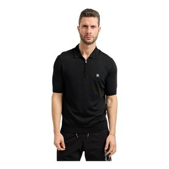 HUGO BOSS Homme, Tops, Noir, Taille: 2XL Polo en maille &agrave; col zipp&eacute; avec d&eacute;tails jacquard