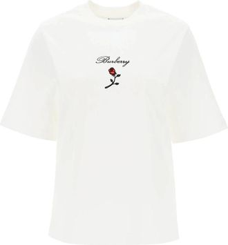 Burberry T-shirt en coton avec logo - Femme - Tops - Blanc - Taille: 36 FR