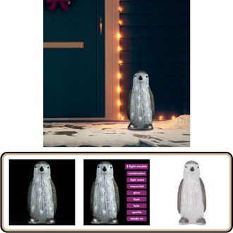 vidaXL LED-Weihnachtsfigur Pinguin Acryl Indoor und Outdoor 30 cm - led Weihnachtsdeko - Weihnachtsfigur - Pinguin Deko - Winterdeko - Au&szlig;endeko