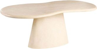 Beliani Table de Jardin 200 x 110 cm 6 Places MgO Ovale Forme Irr&eacute;guli&egrave;re Salle &agrave; Manger Int&eacute;rieur Ext&eacute;rieur Beige Spoleto