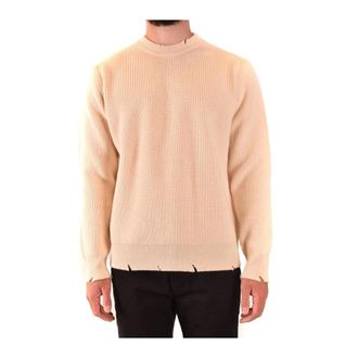 Laneus Ripped-Effekt Rundhals-Strickpullover mit langen &Auml;rmeln - - Knitwear - Herren - Beige - S