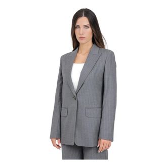 Max Mara Erbert Pinstripe Single-Breasted Sakko - - Jackets - Damen - Grau - S