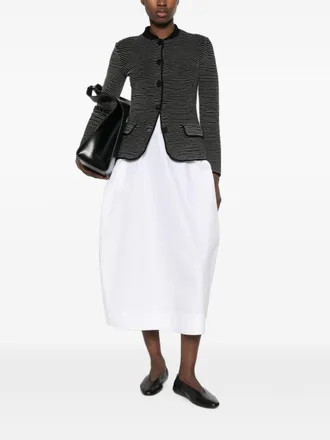 Emporio Armani Striped Ribbed Blazer - Black