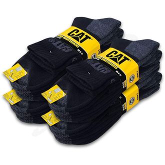 CAT 12 Paar CATERPILLAR WORK QUARTERSOCKS Kurze Arbeitssocken Quarters Kurzschaft Socken Größenauswahl 41-50 (46-50)