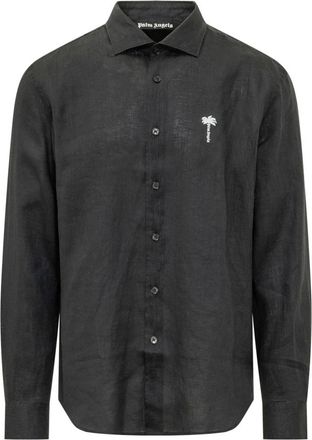 Palm Angels Homme, Chemises, Noir, Taille: L Logo Regular Shirt