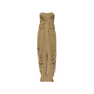 Balmain Femme, Robes, Beige, Taille: 38 FR Robe drap&eacute;e &agrave; &eacute;paules d&eacute;nud&eacute;es