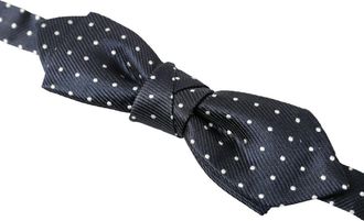 Dolce & Gabbana Blue Polka Dot Silk Adjustable Men Neck Papillon Bow Tie