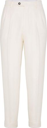 Brunello Cucinelli pantalon &agrave; coupe droite - Blanc