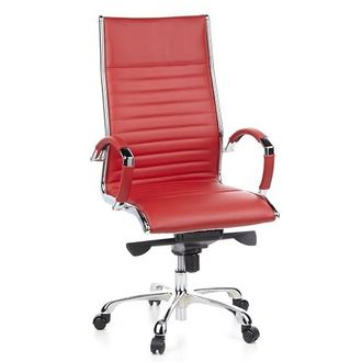 hjh OFFICE 660530 Profi Chefsessel Parma 20 Leder Rot Bürostuhl Drehstuhl, hohe Rückenlehne ergonomisch