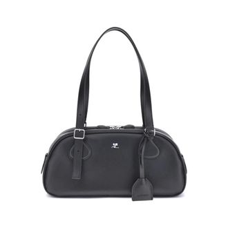 Courr&egrave;ges Freitag Leder Schultertasche mit AC-Logo - - Bags - Damen - Schwarzk - ONE SIZE