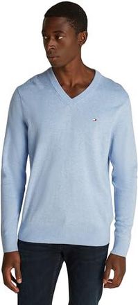 Tommy Hilfiger Homme Pull Cashmere V Neck Pull en Maille, Bleu (Vessel Blue Heather), 3XL