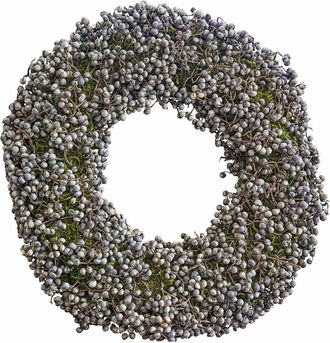 Loberon Kranz Elly, Edler Naturmix, Haltbar Veredelt, Tür- oder Tischschmuck, Dekoration, Türkranz, Styropor, Moos, Azalee-Samen, blau/grün