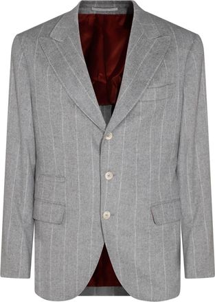 Brunello Cucinelli Gestreiftes Sakko - Grau