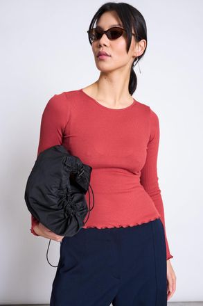 JAN 'N JUNE Damen vegan Longsleeve Minirib Aversa Mittelrot