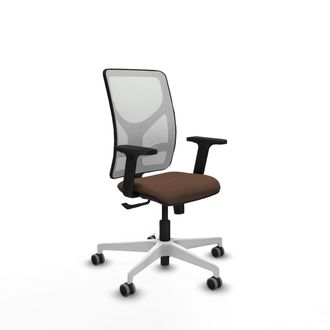 Piqueras y Crespo B&uuml;rostuhl Home Office mit 2D-Armlehnen, h&ouml;henverstellbare Lendenwirbelst&uuml;tze, ausgestattet mit 3 Positionen und Schneideschaum, Wei&szlig;/Dunkelbraun