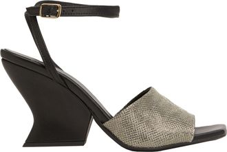 8 by YOOX GEOMETRIC HEEL LEATHER SANDALS