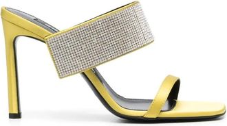 Sergio Rossi Sandalen - Lemon Yellow Satin Mules - Gr. 38,5 (EU) - in Grau - f&uuml;r Damen