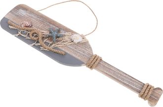 Soimiss Mediterranes Holzpaddel Wandanhänger Dekoration Retro Küsten Ornament mit Stern und Muschel Rustikal Handgefertigt zum Hängen für Wohnzimmer Garten Fe