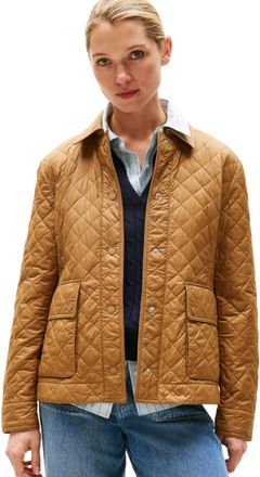 Tommy Hilfiger Damen Steppjacke Padded Nylon Slim Quilted mit Spitzkragen, Braun (Hickory), S