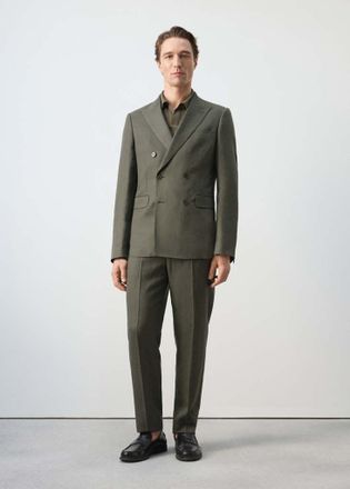 Mango Veste de costume Amalfi slim fit crois&eacute;e kaki - Homme - 46 - MANGO MAN