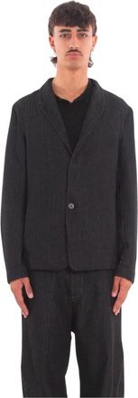 Transit Par-Such Homme, Vestes, Noir, Taille: L Cotton Wool Herringbone Blazer