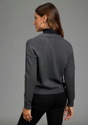 Laura Scott Strickjacke in melierter Optik mit modernen Herz-Kn&ouml;pfen, aus weicher Viskosemischung