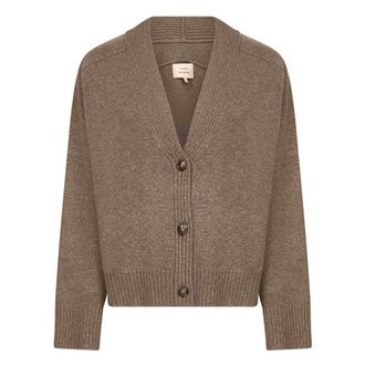 Loulou Studio Femme, Pulls, Brun, Taille: 38 FR Kaia Ribbed Neckline Cardigan