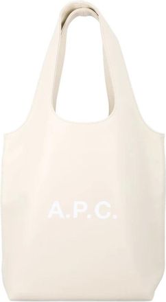 A.P.C. A.p.c., Femme, Sacs, Beige, Taille: ONE Size Top Handle Logo Print