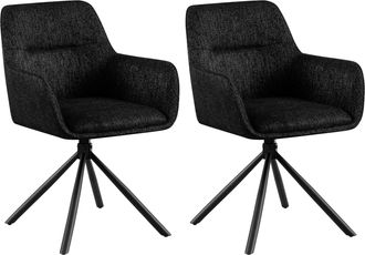 Clp 2er Set Stuhl Tipton Stoffbezug I Schwenkbarer Esszimmerstuhl mit Stoffbezug I Polsterstuhl mit R&uuml;ckenlehne I Sessel, Farbe:schwarz