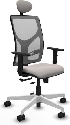 Piqueras y Crespo Schreibtischstuhl, grau und wei&szlig;, mit 1D-Armlehnen, h&ouml;henverstellbare Lendenwirbelst&uuml;tze und festes Kopfteil, ausgestattet mit Syncro/Traslack und Sch