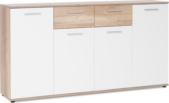M&ouml;belando Sideboard Beistellschrank Anrichte Standschrank Kommode Highboard Jacklin II Wildeiche/Wei&szlig;