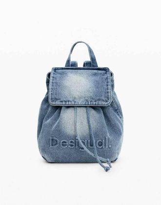 Desigual Kleiner Jeans-Rucksack in Blau mit kleinem Anh&auml;nger