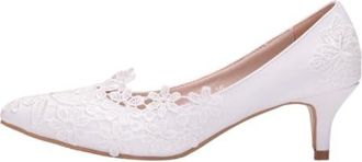 Minkissy Chaussures &agrave; Talons Hauts en Dentelle Blanche pour Femme Talon 5 CM &Eacute;l&eacute;gantes et Confortables Mariage C&eacute;r&eacute;monie et Photo de Mariage Pointues Taille 42