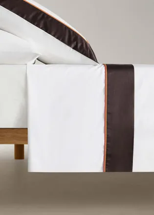 Mango Drap plat percale de coton 200 fils bord satin lit 90 cm &eacute;cru - Home - Lit 90 cm - MANGO HOME