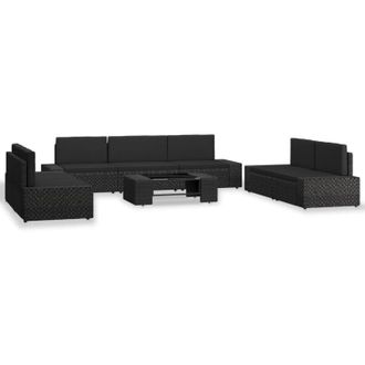 vidaXL Vidaxl - Salon de jardin 8 pcs R&eacute;sine tress&eacute;e Noir