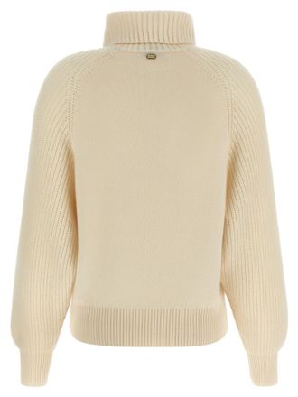 Agnona High Neck with Side Zip Sweater - Cream