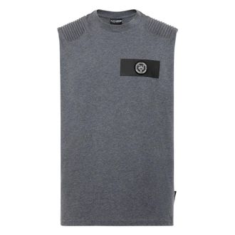 Plein Sport Homme, Tops, Gris, Taille: 3XL T-Shirt Col Rond Sans Manches