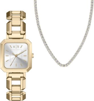 A|X Armani Exchange Set Uhr und Halskette Armani Exchange Leila AX7186SET Goldfarben