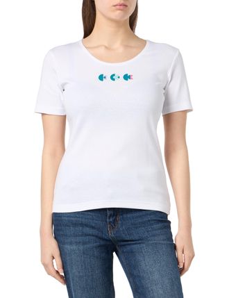 Armor Lux Damen Kurzärmeliges T-Shirt, Weiß Serie.Fish Blumen, Large