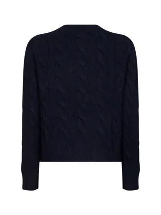 Polo Ralph Lauren Womens Cable-Knit Crewneck Sweater, Wool-Cashmere Blue