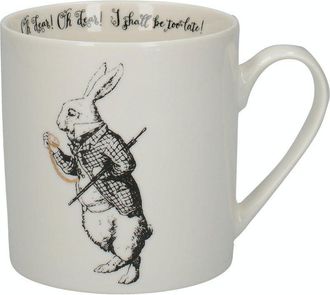 V&A shop Alice im Wunderland Tasse in Geschenkbox, White Rabbit, feines Porzellan, weiß, 350 ml